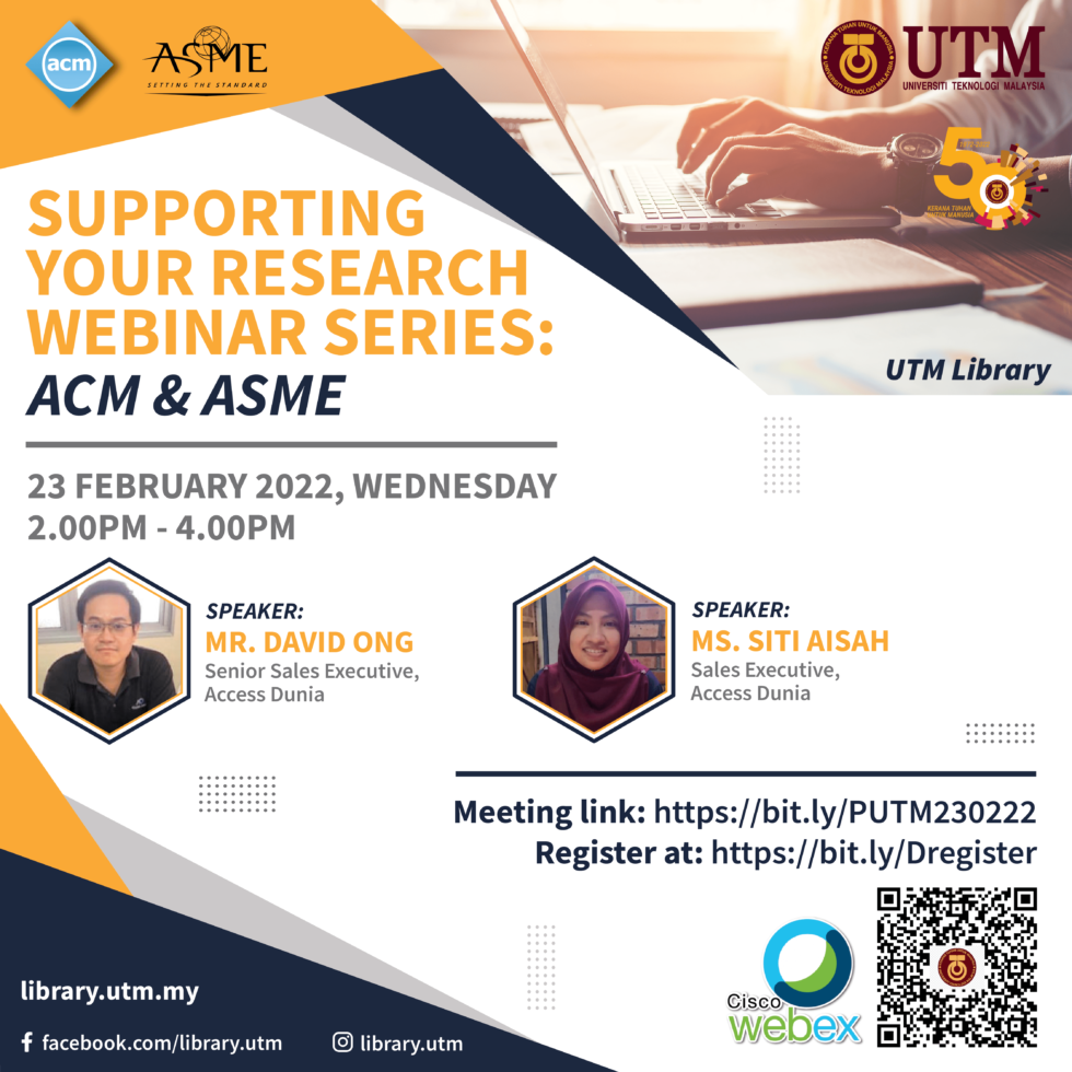 Supporting Your Research Webinar Series: ACM & ASME | UTM Library News